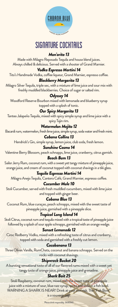 Drinks – Cabana Blue